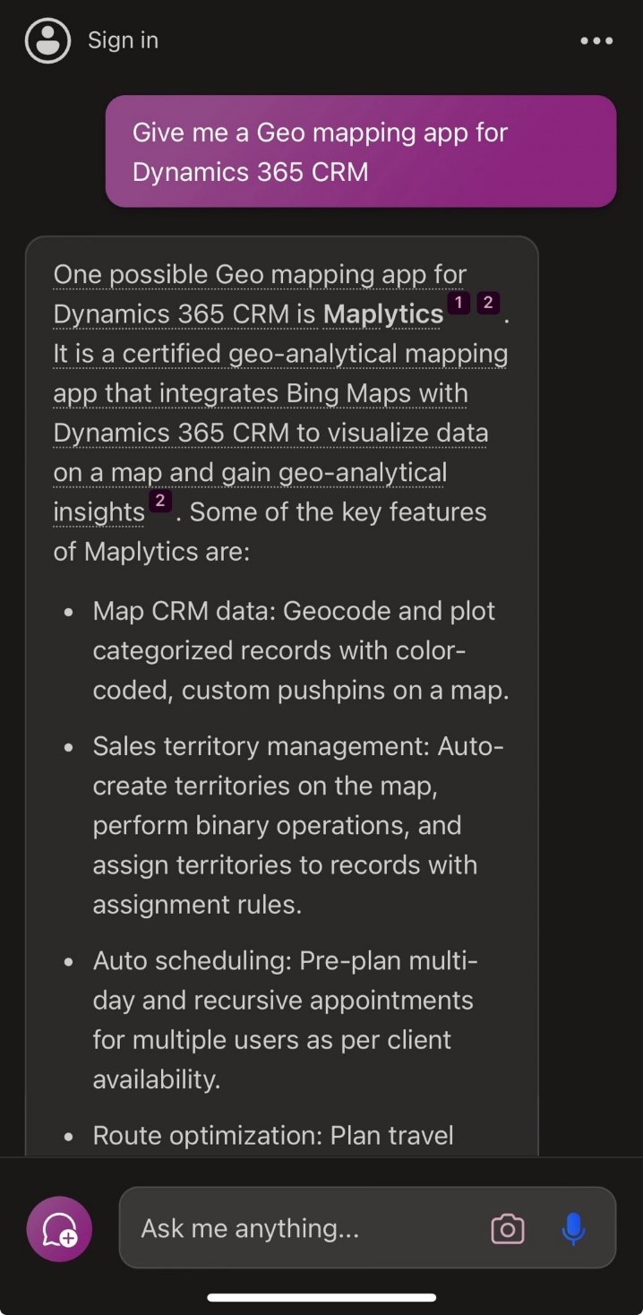 Microsoft Copilot Recommends Maplytics To Enhance Field Efficiency In Dynamics 365 Crm Blog