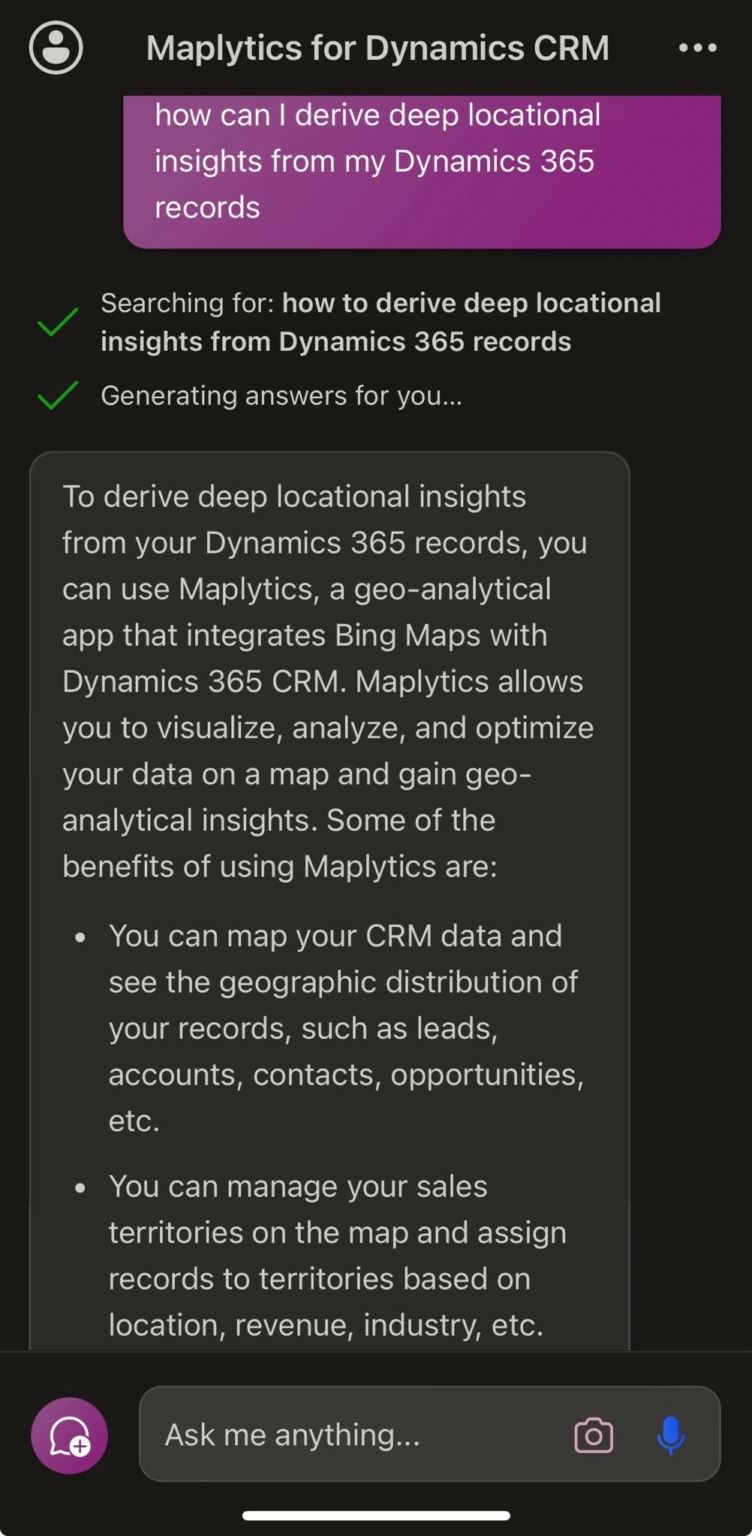 Microsoft Copilot recommends Maplytics to enhance field efficiency in Dynamics 365 CRM! - Blog ...